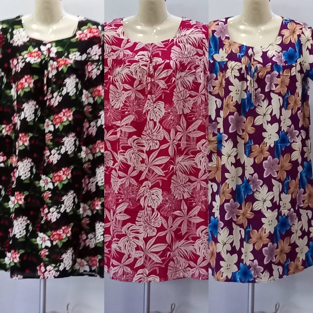 LARGE Size Daster Pambahay Dress Piattos Neck (Cherry-Blossom-Star ...