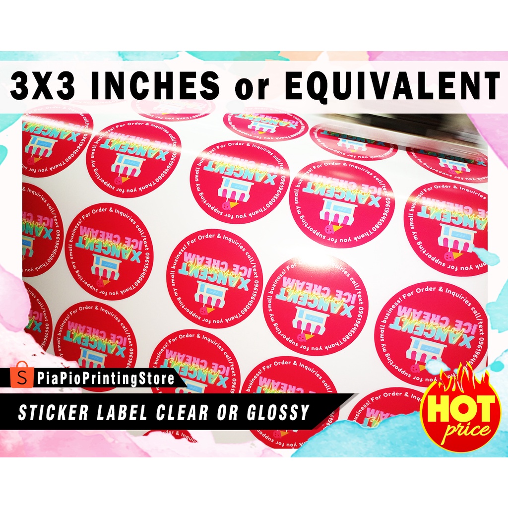 3X3 INCHES | 100 PCS. | STICKER LABEL | PRODUCT LABEL | WATERPROOF ...
