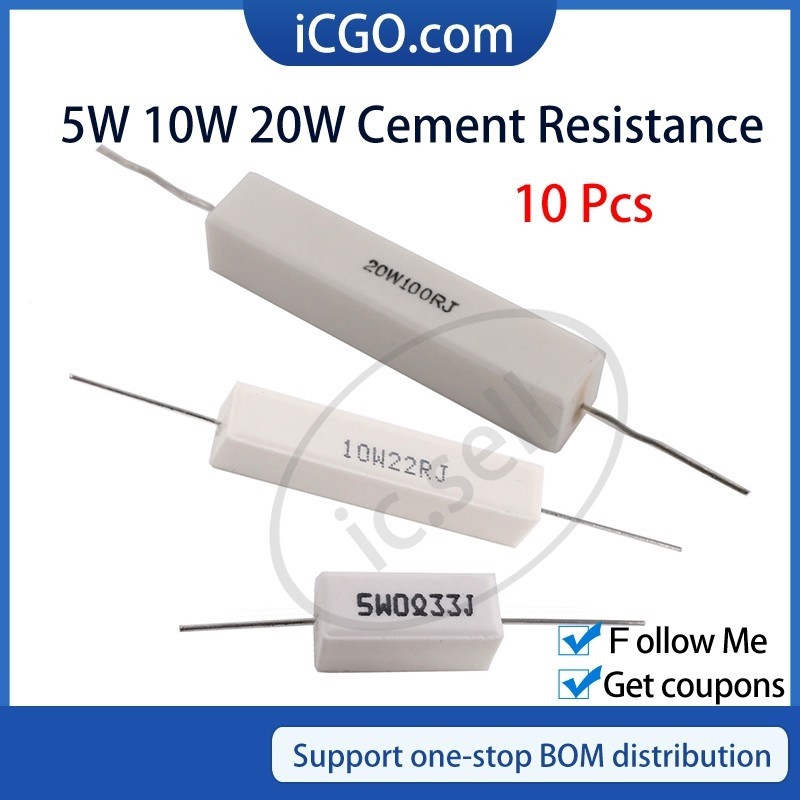 10Pcs 5W 10W 20W Cement Resistor Power Resistance 30K 33K 39K 47K 50K ...