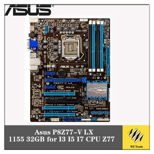 WZ Asus P8Z77-V LX LX2 LE PLUS PRO DDR3 LGA 1155 32GB for I3 I5 I7 CPU Z77 Desktop Motherboard ...