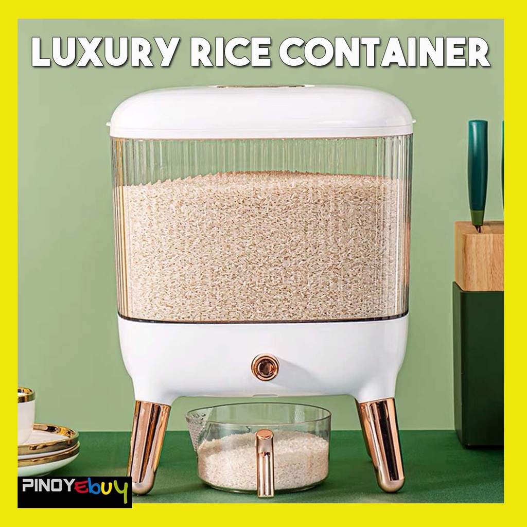 10kg Luxury Rice Dispenser and Storage with measuring cup, Whole Grains ...
