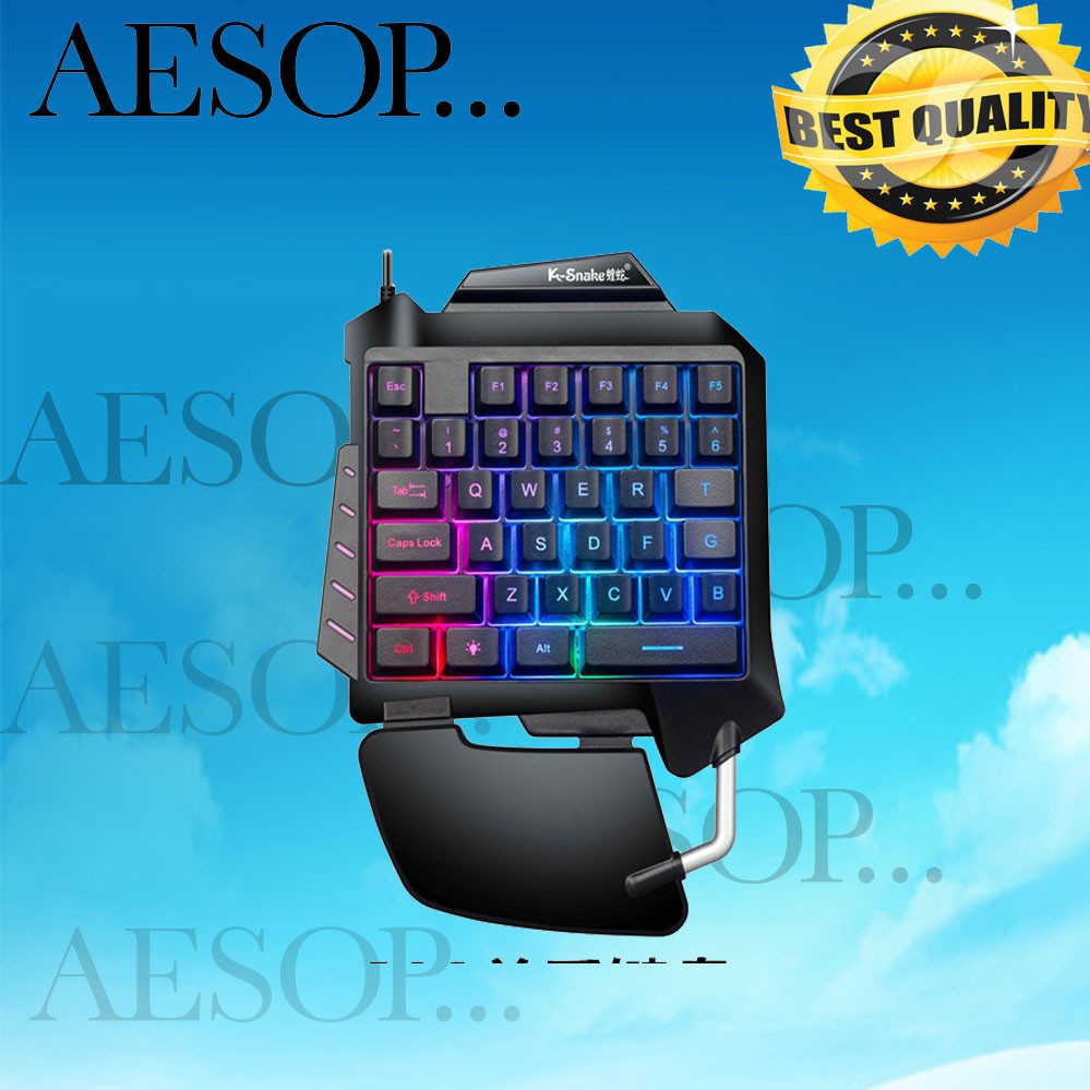 K-SNAKE G92 Wired One-Hand Gaming Mechanical Keyboard With Colorful LED ...