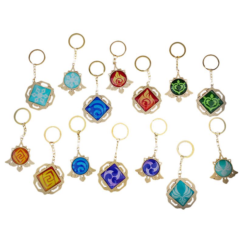 Genshin Impact Seven Elements Keychain Geo Anemo Electro Dendro Hydro ...