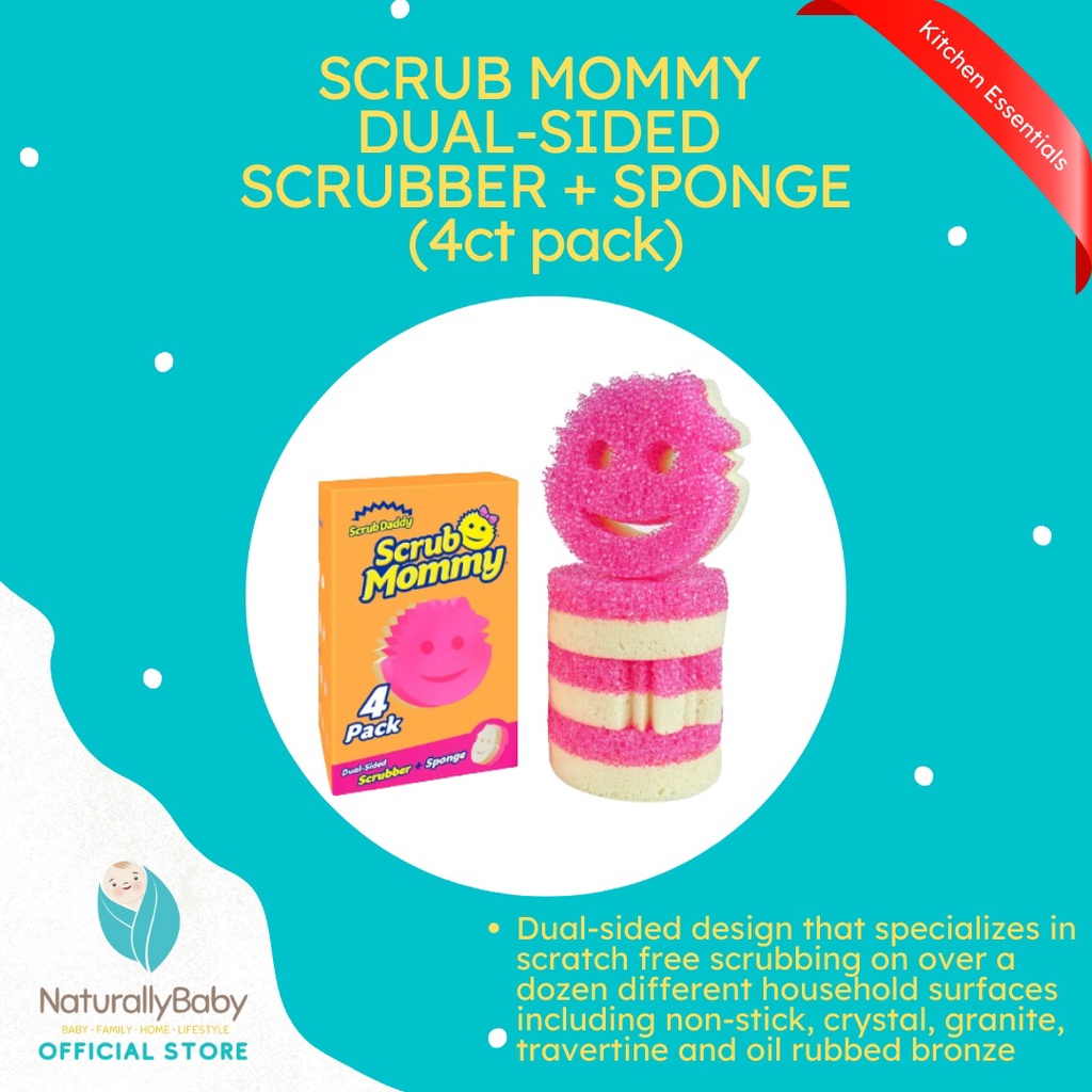 Scrub Mommy Dual-sided Scrubber + Sponge (4ct pack) | Shopee Philippines