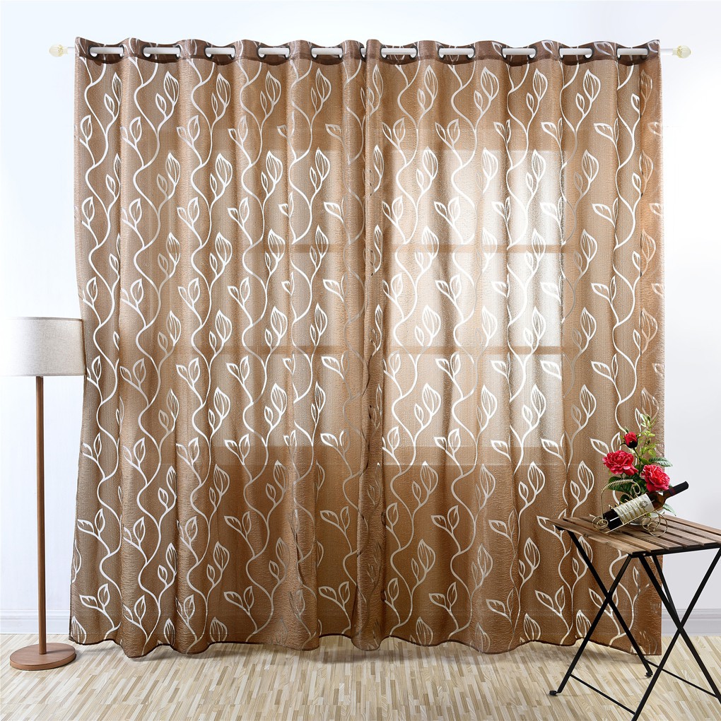 Leaves Bubble Pattern Sheer Window Curtain Decorative Voile | Shopee ...