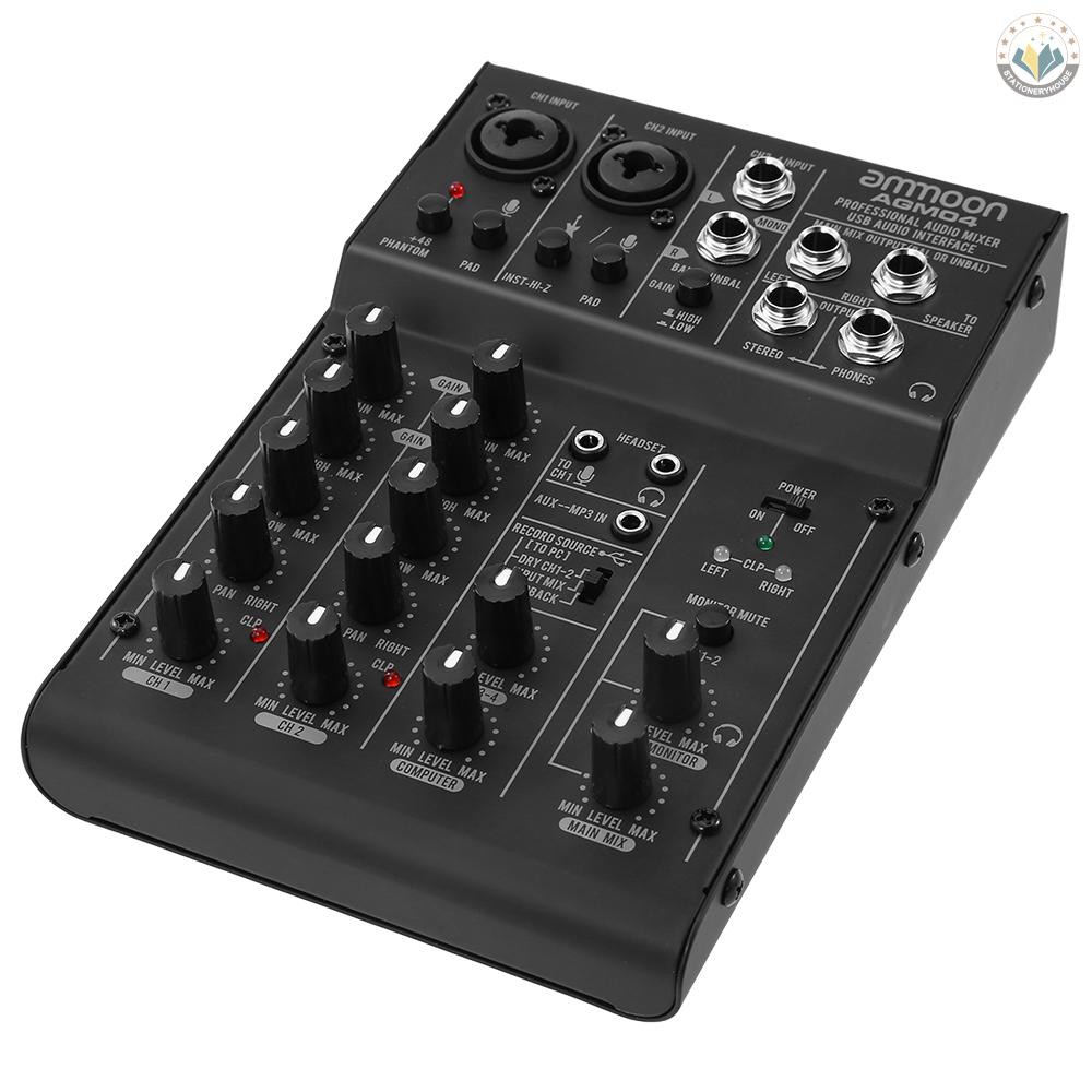 ♪IN STOCK♪ ammoon 4-Channel Mini Mixing Console Digital Audio Mixer 2 ...