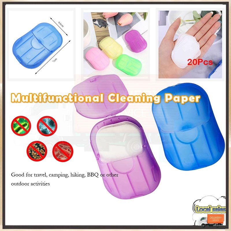 20 Sheets Soap Paper Disposable Soap Tablets Soap Piece Box Wash Hand ...