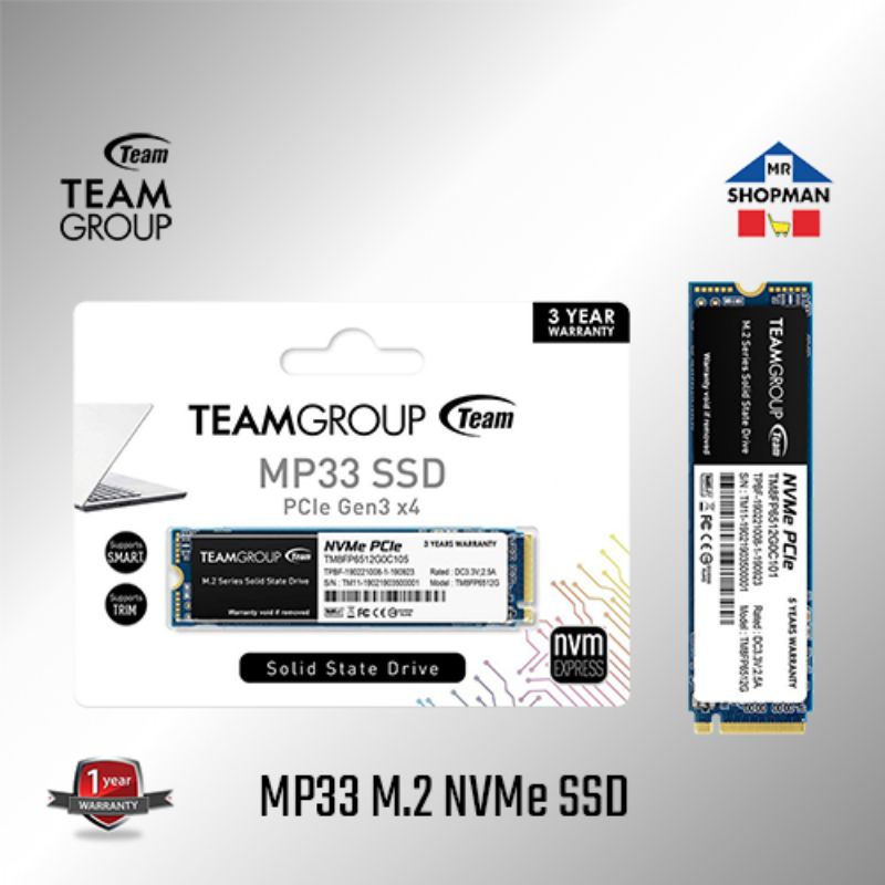 Teamgroup MP33 128Gb 256Gb 512Gb 1Tb M.2 NVME 1.3 M2 PCIe 3x4 SSD ...