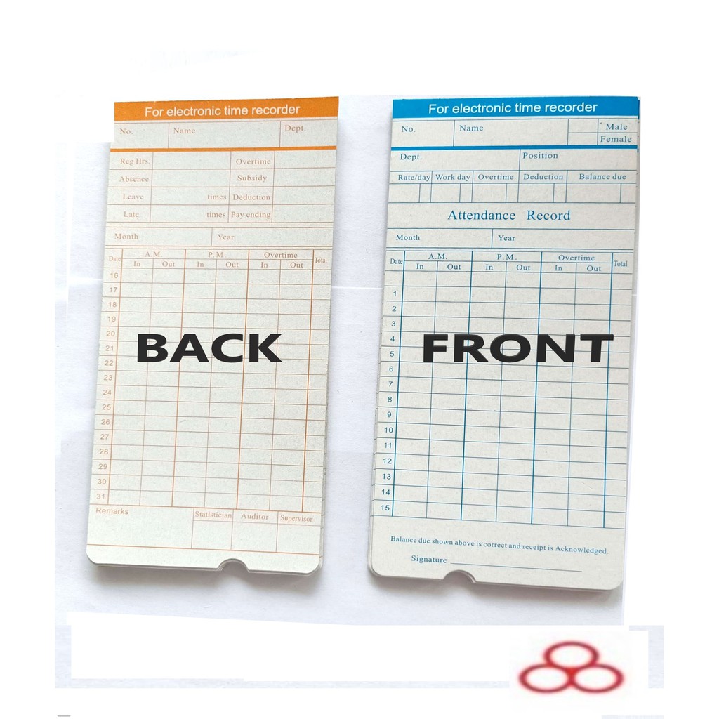 (400Pcs.) STANDARD TIME CARD Bundy Clock Time Recorder / Time ...