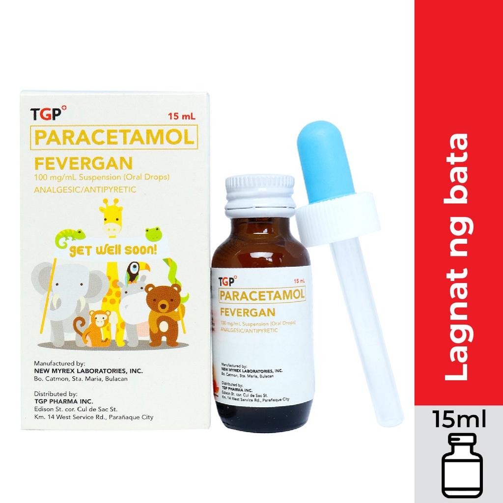 FEVERGAN TGP Paracetamol 100mg 15ml Drops 1 bottle Relief from pain ...