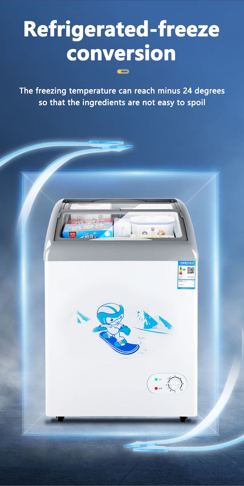 HAILANG 148L Freezer Ice Cream Cabinet Display Freezer Horizontal ...