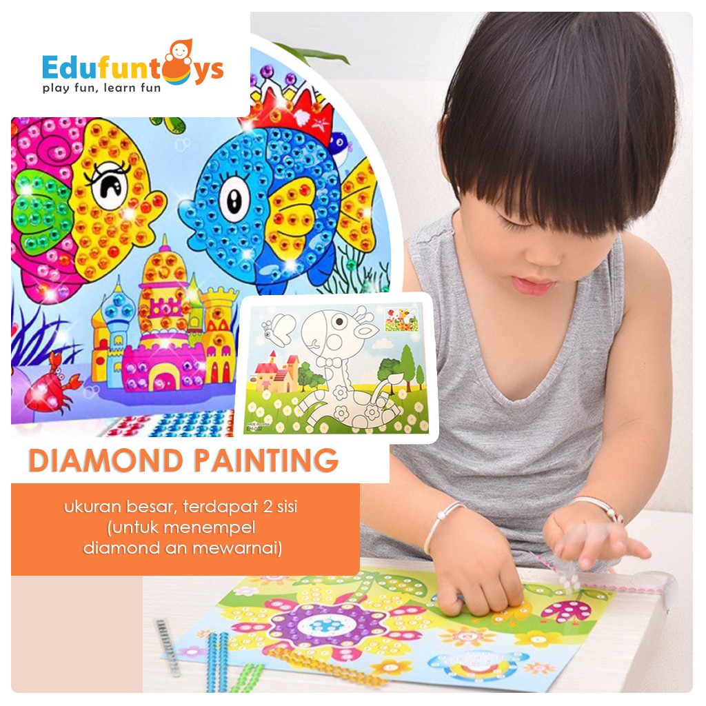 Edufuntoys - BIG diamond PAINTING / Bead Stickers / 2in1 Coloring And ...