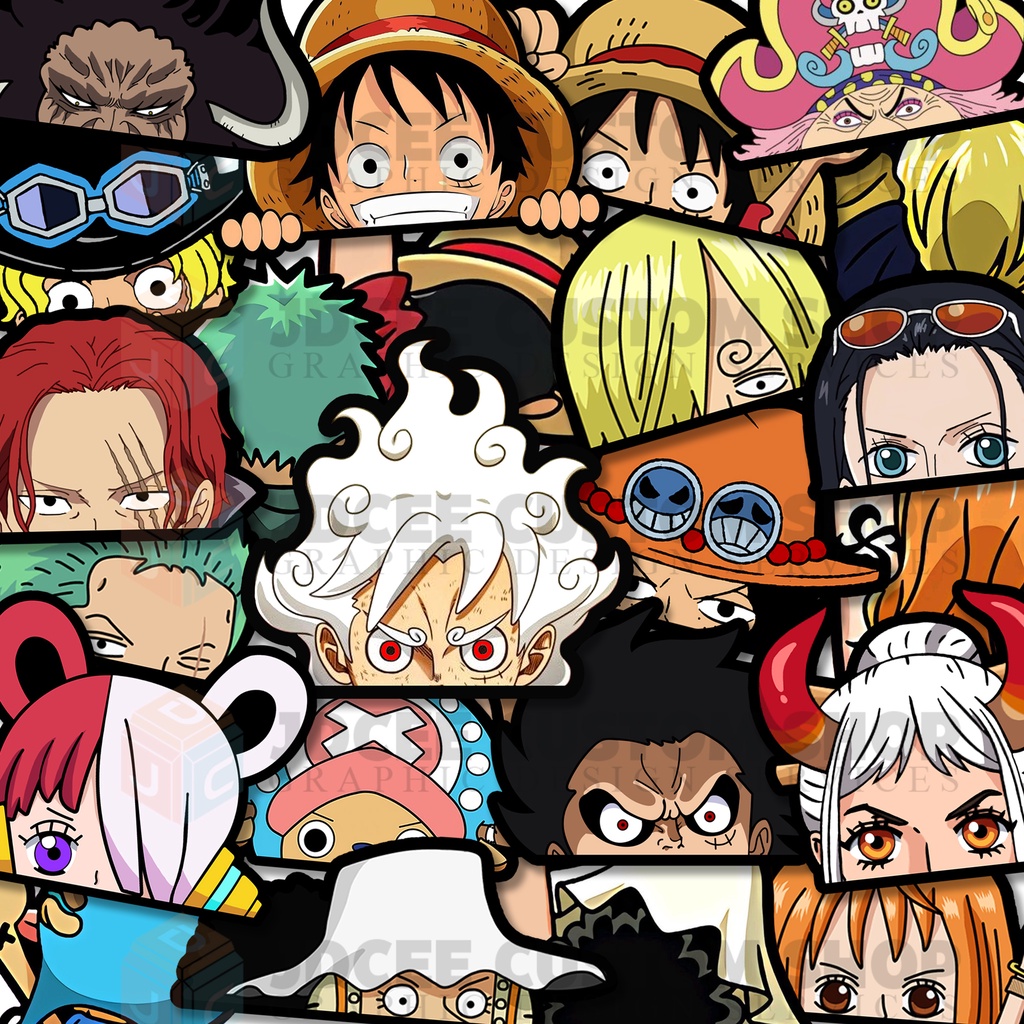 AQUAFLASK PEEKER STICKERS One Piece Luffy Sanji Zoro Nami Usopp Chopper ...