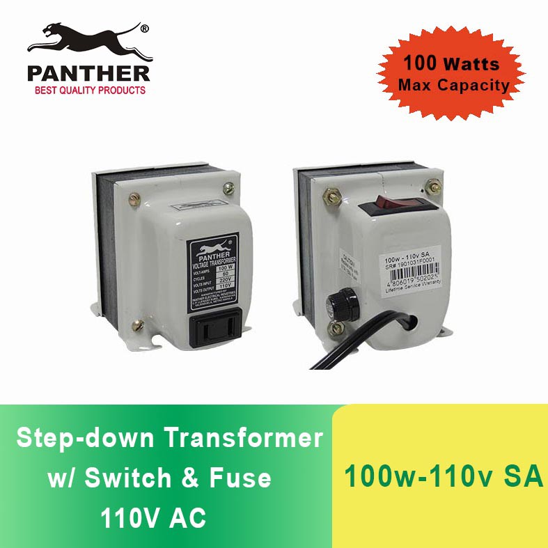 Panther 100w-110v SA Step-down Transformer 100 Watts Input 220VAC ...