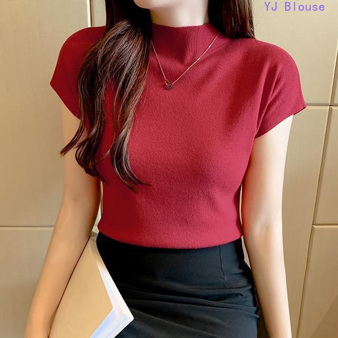 Knitted Blouse Plus Size Womens Summer Korean Style Fashion Loose Ice