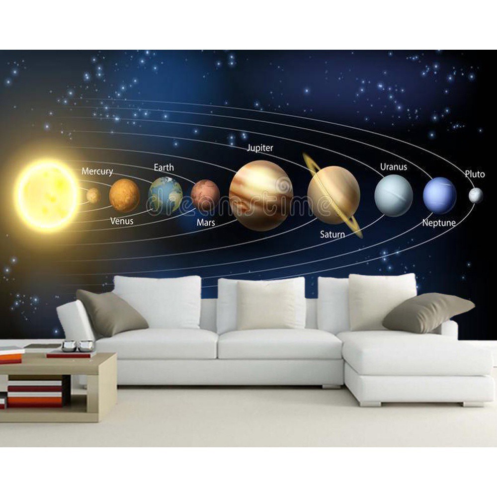 Custom Sun and planets of the solar system 3d wallpaper mural,sofa tv ...