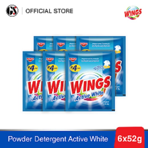 Wings Active White Powder Detergent 52g (6sachets) | Shopee Philippines