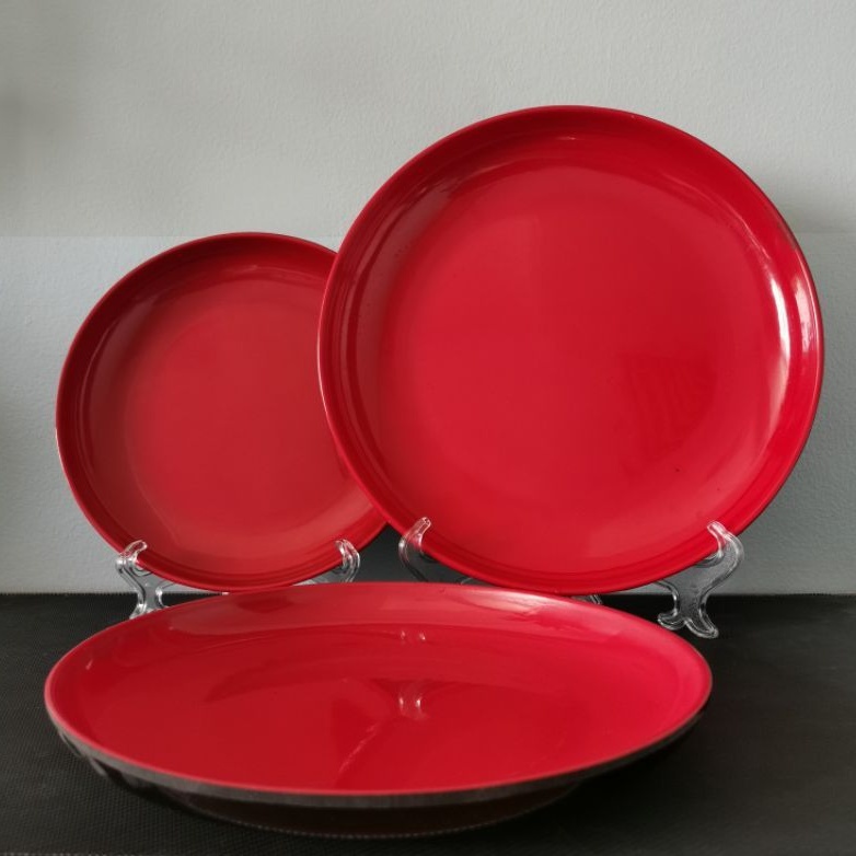 Black & Red Round Melamine Dinner Plate | Shopee Philippines