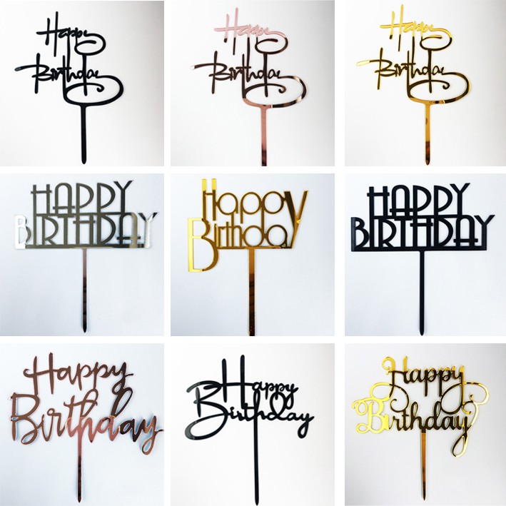 Happy Birthday Cake Topper Acrylic Letters Cake Topper Party Decoration ...