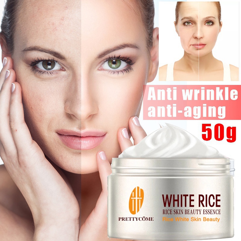 Prettycome White Rice Whitening Cream Hyaluronic Acid Serum Nourishing