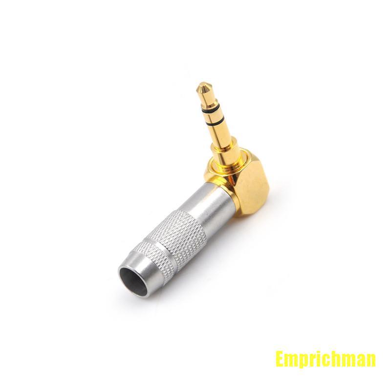3.5Mm 3 Pole Male Plug Solder Jack Audio Adapter Connector 90 Degree ...