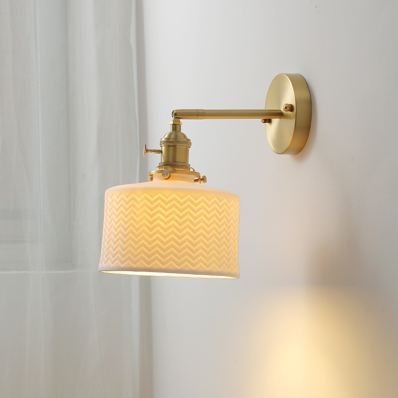 AIMI Wall Lamp Bedroom Bed head Lamp Japanese All-Copper Living Room ...