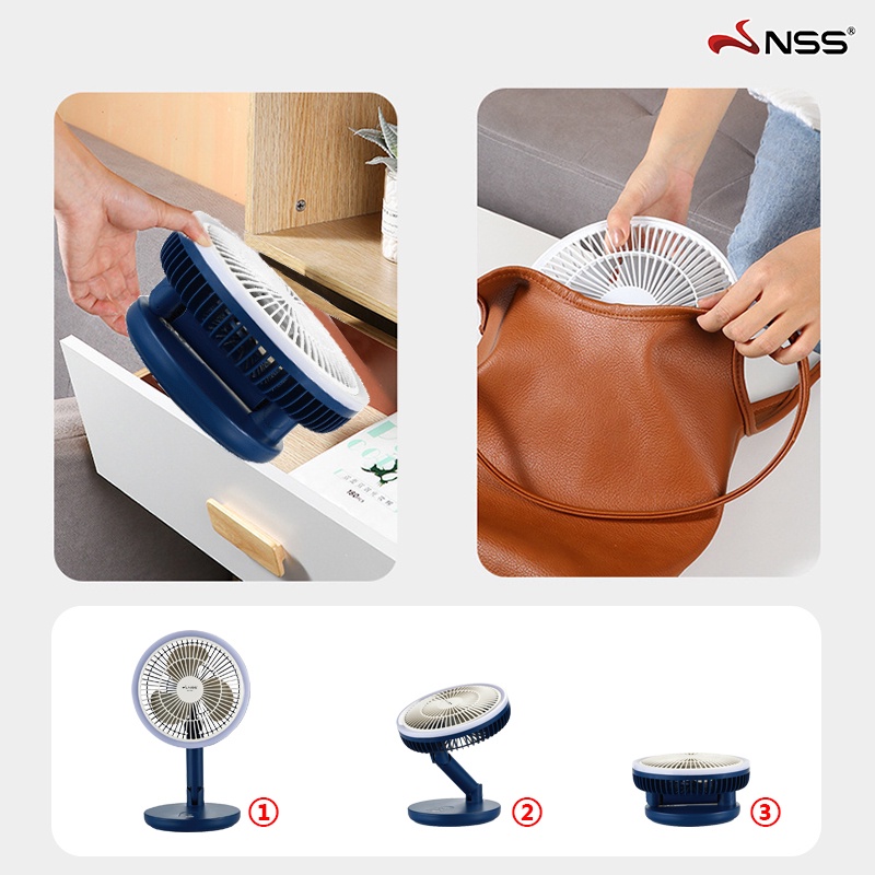 NSS Rechargeable Solar Electric Fan with Panel Desk Fan with LED light ...