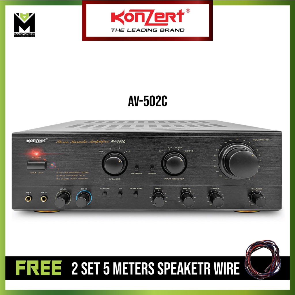Konzert AV-502C 500W x 2 Karaoke Amplifier with AB Speaker & Surround ...