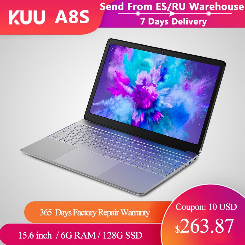 Laptop kuu a8s, 15.6" fhd ips, 16:9, intel celeron j3455, 6gb ram, 128gb/256gb ssd, hd | BeeCost