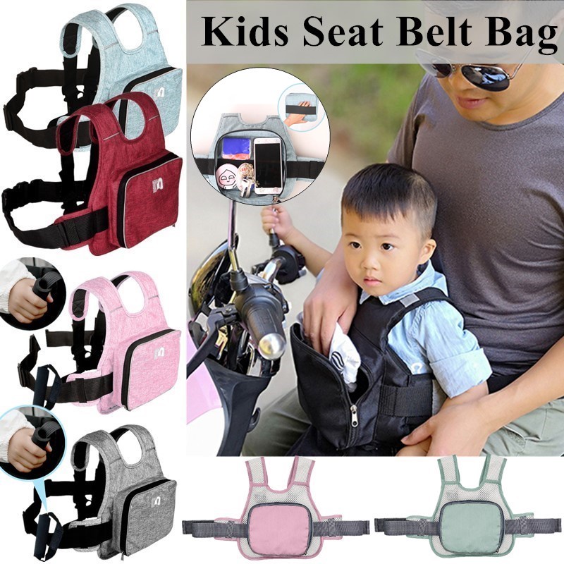 Universal Kid Motorcycle Safety Belt with Storage Bag Rear Seat Grab ...