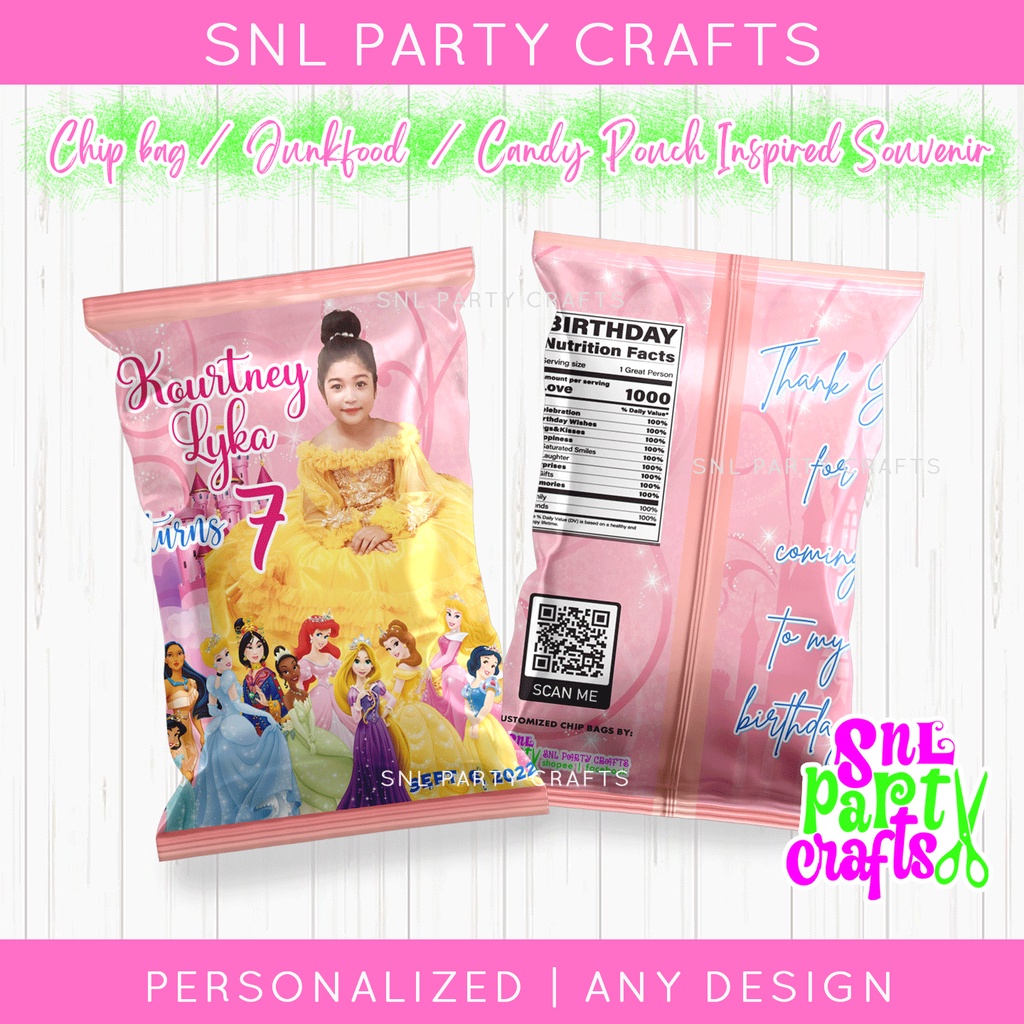 Royal Princess Disney Princess Chip bag Junkfood Candy Pouch ...