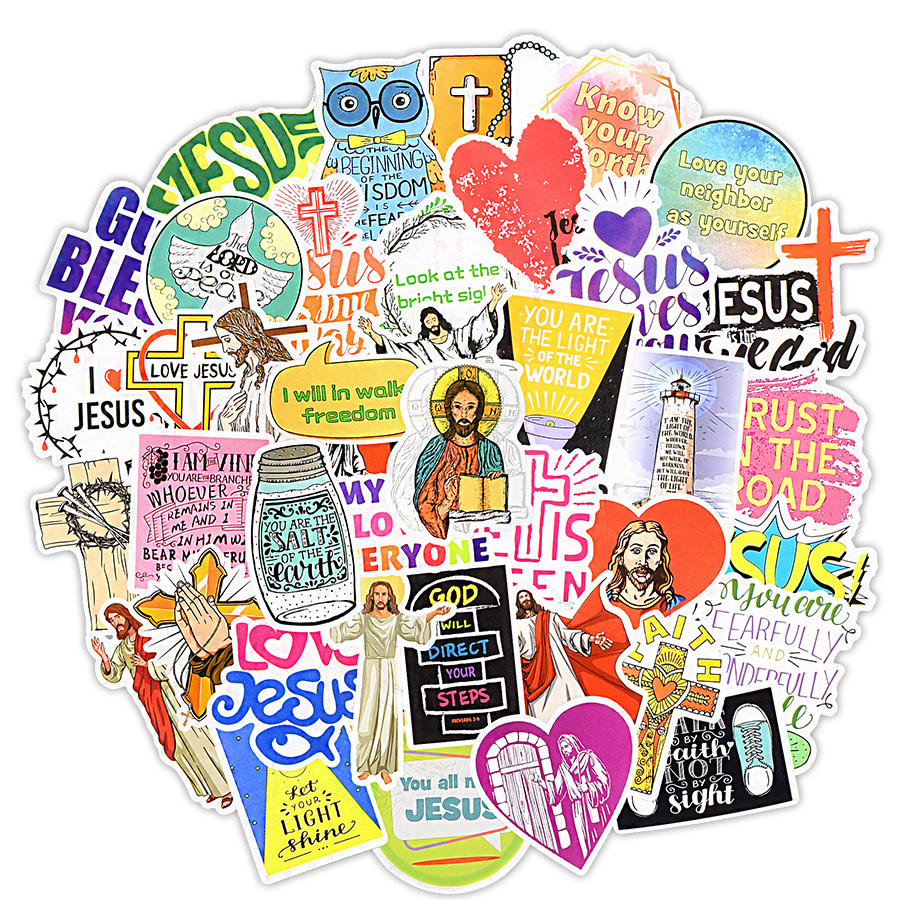 50 PCS Jesus Christian Decal Stickers Faith Wisdom Words God Bless You ...