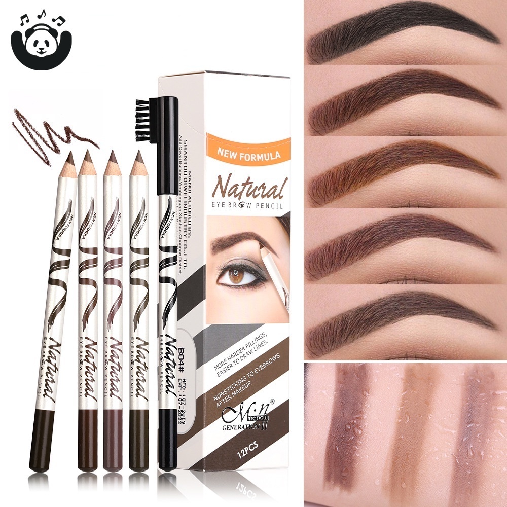 Wooden Eyebrow Pencil with Brush Cap Long Lasting Eyebrow Cosmetic ...
