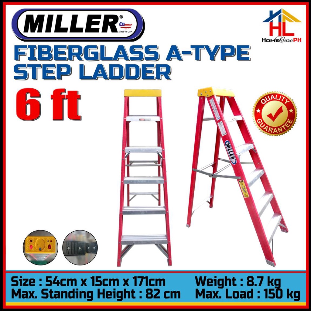 Miller Fiberglass A-Type Step Ladder 6ft | Shopee Philippines