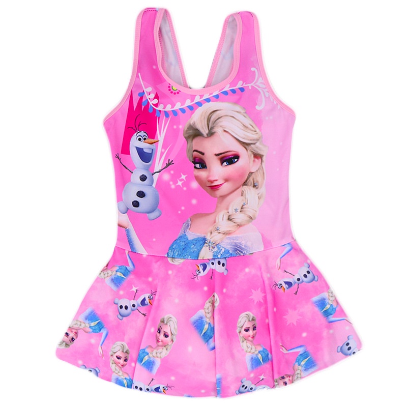 Girl Swimsuit One Piece Kids Swimwear Girl Princess Frozen Anna Elsa ...