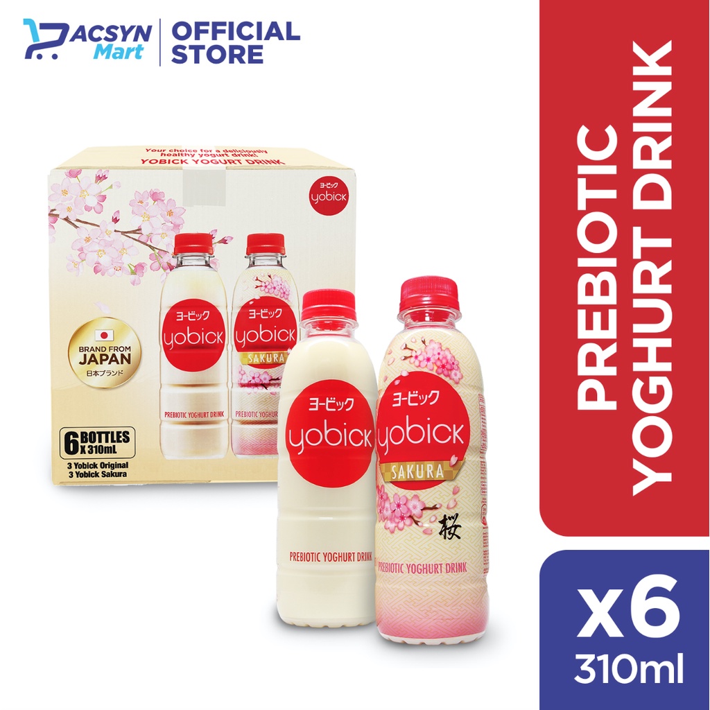 Yobick Yoghurt Prebiotic Drink -3 Original, 3 Sakura (Box of 6 ...