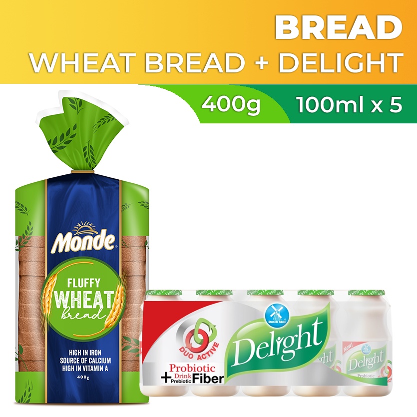 Monde Wheat Bread 400g Dutch Mill Delight Probiotic Drink 100ml X 5
