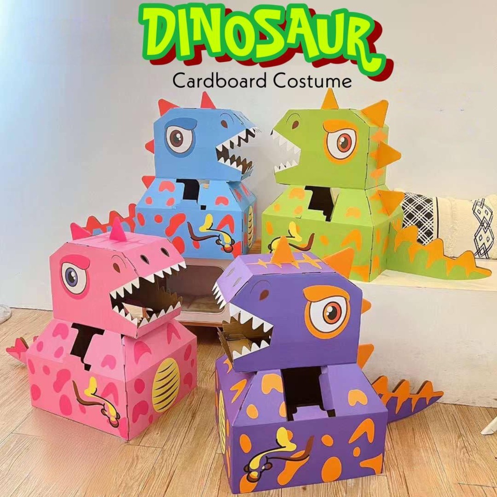Dinosaur Cardboard Costume T-Rex Jurassic Cosplay Costume for Kids by ...