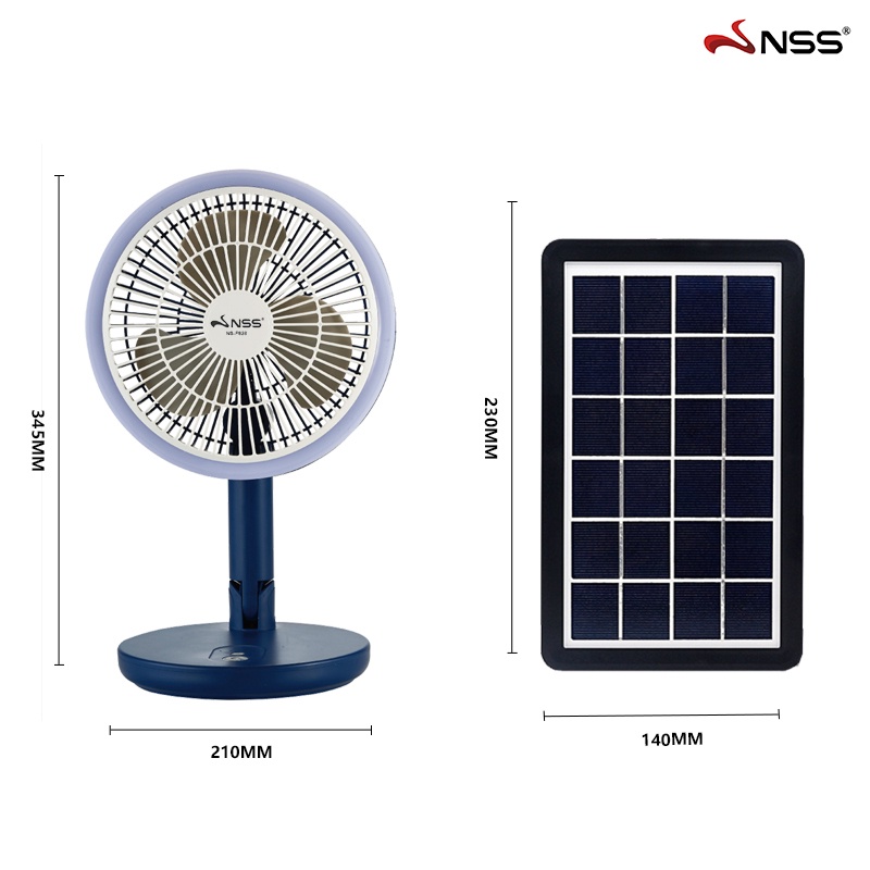 NSS Rechargeable Solar Electric Fan with Panel Desk Fan with LED light ...