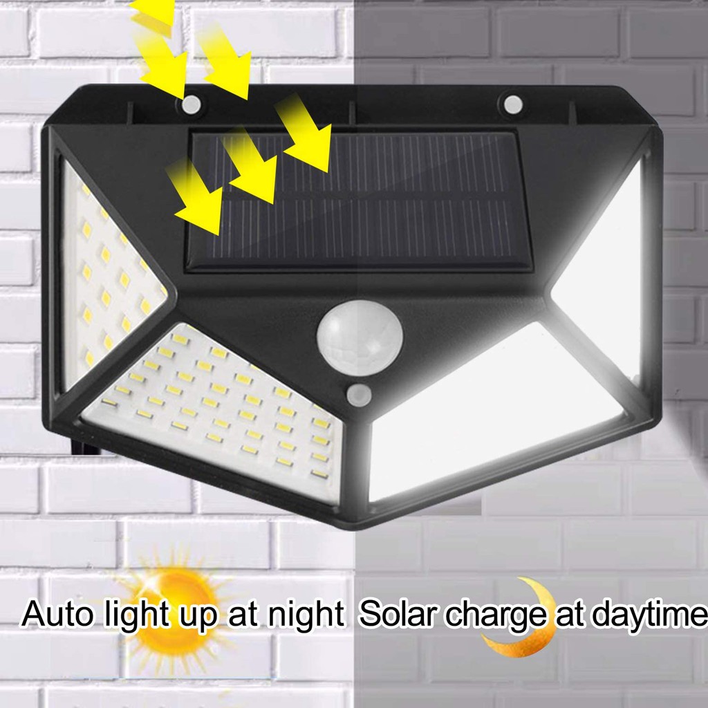 100 Led Solar Motion Sensor Lights Outdoor Wireless Weatherpro | Shopee ...