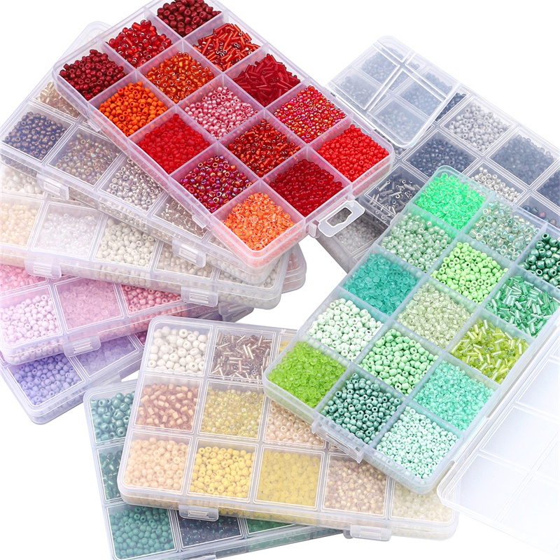 15 Grid Jewelry Accessories Set Box Rice Bead Tube Glass Bead ...