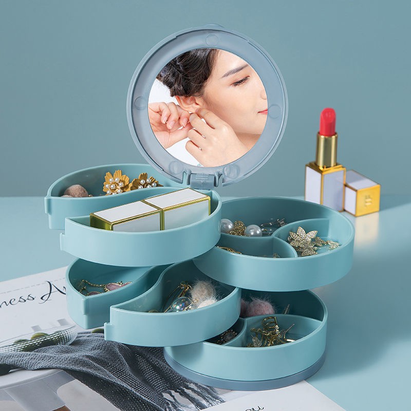 Layered Stackable Compact Jewelry Storage Organizer with Mirror | Shopee Philippines