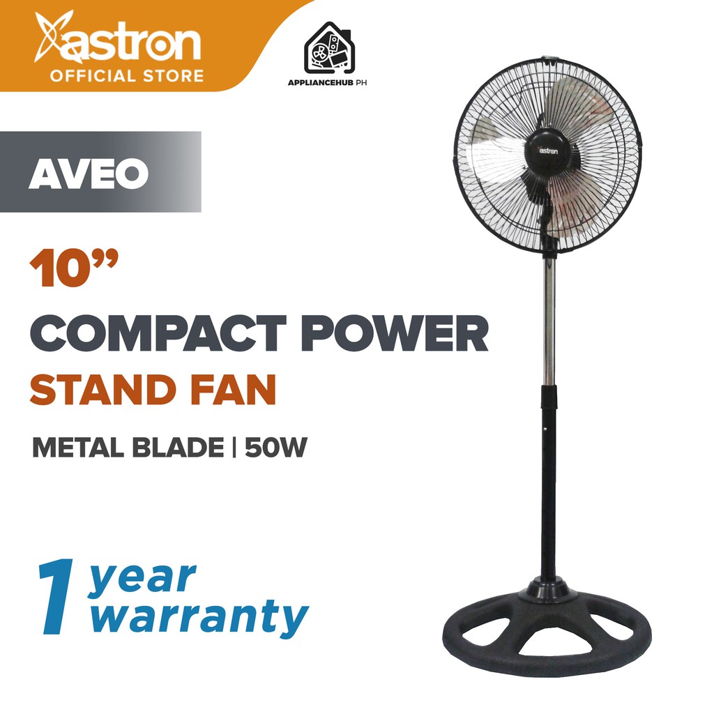 Astron Aveo Stand Fan with 10" Metal Blade (Black) Electric Fan Compact ...