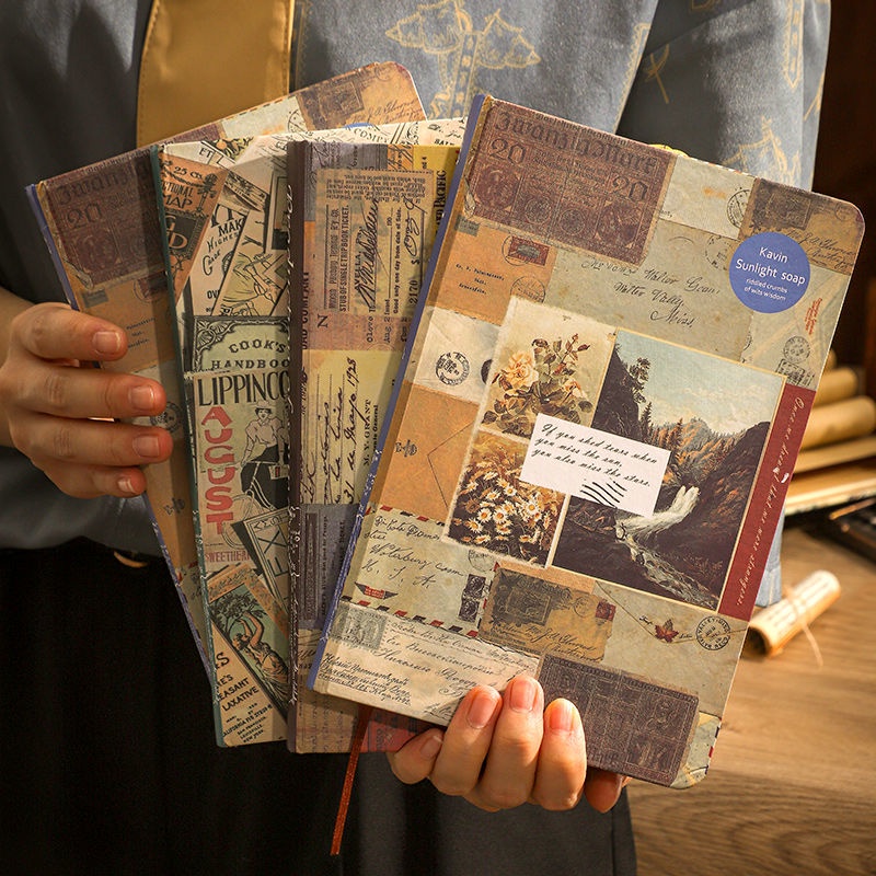 Retro notebook thick book big book learning college student hand ledger ...