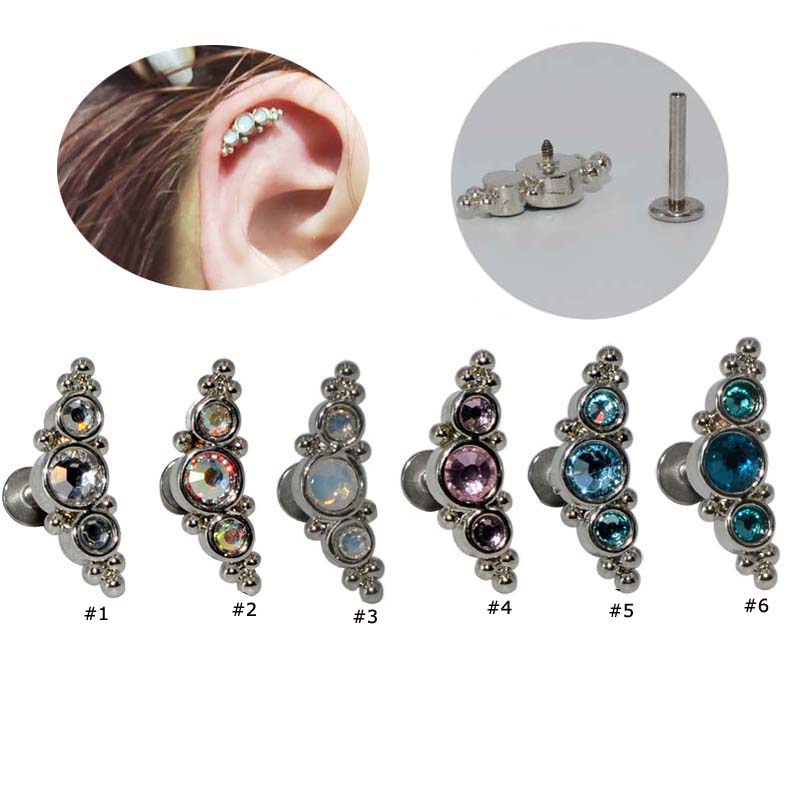 1piece Labret Lip Stud 6mm 8mm Threaded Ear Lobe Helix Conch Piercing ...