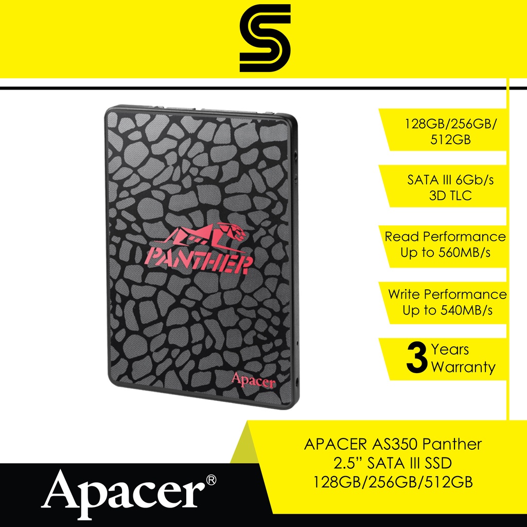 APACER AS350 Panther SATA III SSD - 128GB/256GB/512GB | Shopee Philippines
