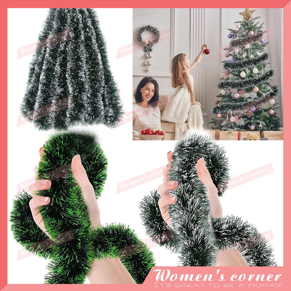 1.6M green/snow design christmas garland/decor/ribbon/prop,christmas ...