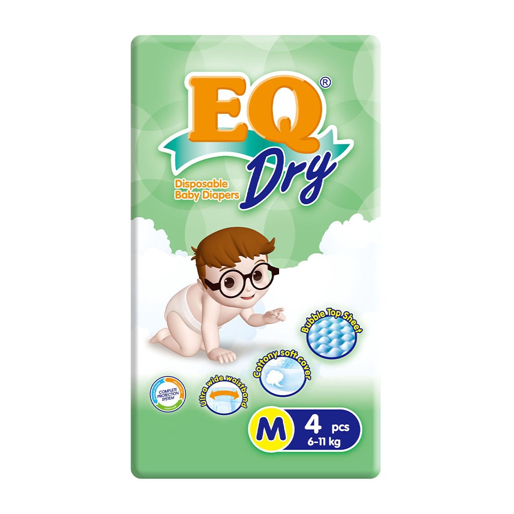 EQ Dry Baby Diaper Mini Pack Medium 4's | Shopee Philippines