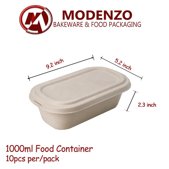 1000ml Food Container +Bagasse Lid 1000ml Food Container (10pcs per pack) | Shopee Philippines