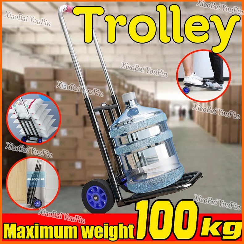 Foldable Shopping Push Cart Trolley Multifunction Foldable Grocery ...